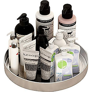 Lazy Susan Stainless Steel Turntable Organizer Rotating Spice Rack Make Up Storage Tray Spinning Container for Cabinets, Pantry, Fridge, Bathroom, Countertop