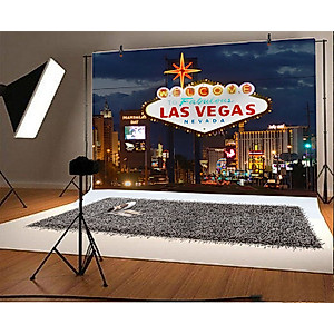 LFEEY 10x8ft Las Vegas Casino Backdrop City Night View Photography Backdrop American Famous Casino Photo Background for Birthday Party Events Studio Props