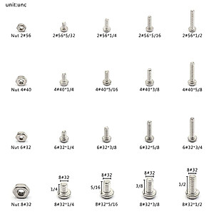 ZERO HOME 320pcs #2-56#4-40#6-32#8-32 UNC Stainless Steel Phillips Pan Head Machine Screws Nuts Assortment Kit