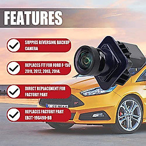 FEXON Rear View Backup Camera for Ford F150 2011-2014 Replace EB3T-19G490-BB EL3T-19G490-AA BL3Z-19G490-B