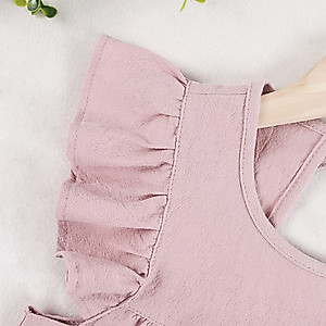 Toddler Baby Girl Dress Summer Cotton Linen Ruffle Halter Sleeveless Kids Casual Beach Party Dresses 2-7 Years (Pink, 3-4T, 3_years)