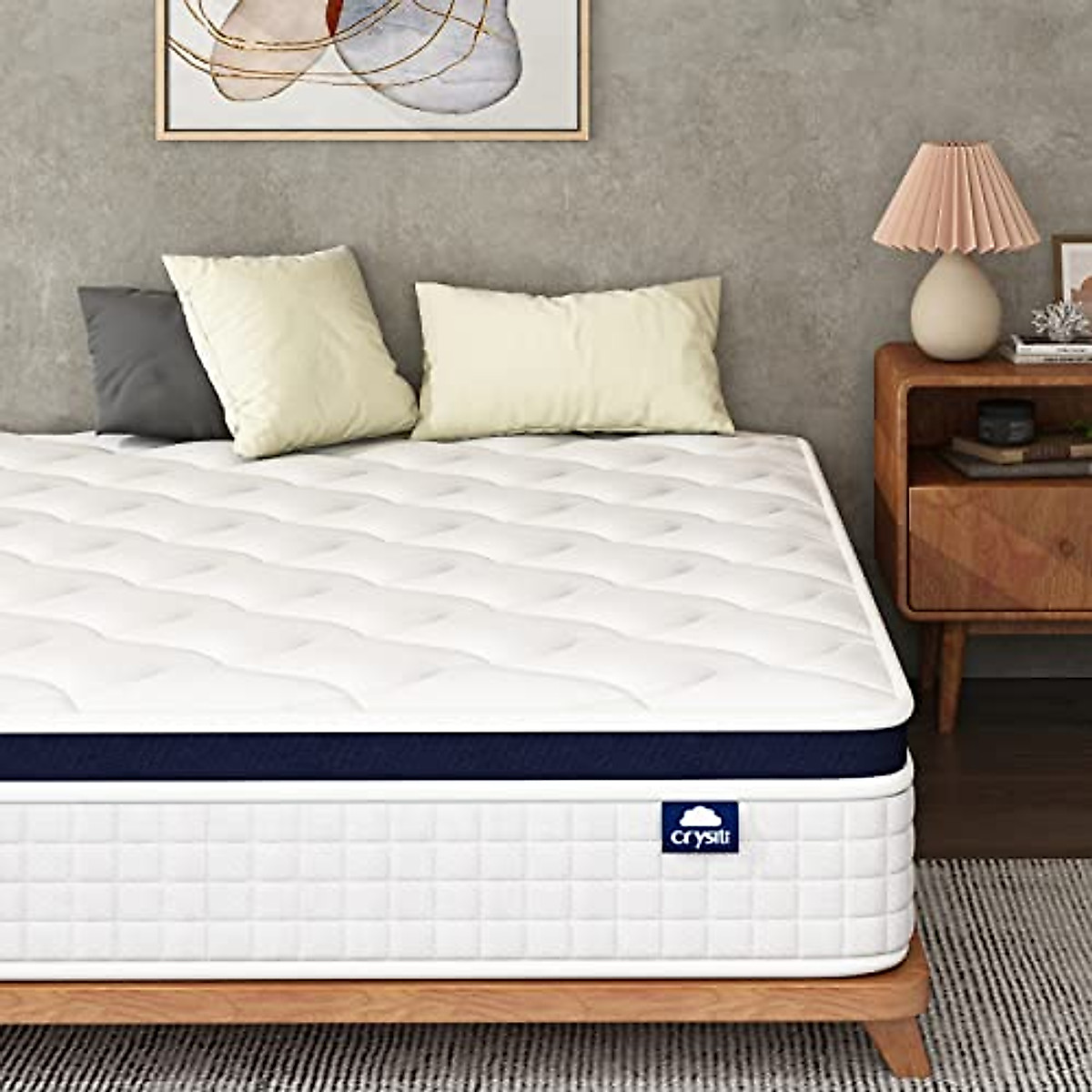 Crystli Twin Size Mattress Bed in A Box, 10 Inch Hybrid Mattress with Zero Pressure Foam, Innerspring Mattress for Pressure Relief & Cool Sleep, Motion Isolation, Medium Firm, CertiPUR-US Certified