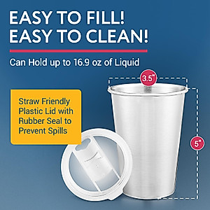 IMPRESA [6 Pack Stainless Steel Meal Prep Cups - Freezable Juice & Smoothie Jars with Lids - Convenient Smoothie Cups to Go - Stainless - Meal Prep Bottle - Juice Containers with Lids - 16.9oz