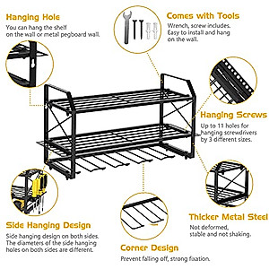 Samyoung Power Tool Organizer Wall Mount with 5 Drill Slots Drill Rack Heavy Duty Floating Tool Shelf Power Tool Organizer Power Tool Holder for Handheld & Cordless Drill Tools | 5 Holders