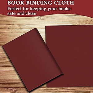 AKONEGE Book Cloth for Book Binding 35 x 16 Inch Fabric Surface and Paper Backed, Strong, Easy to Use, Fabric Materials Bookbinding Supplies Bookcloth for Scrapbooking Album DIY Crafts, Dark Red
