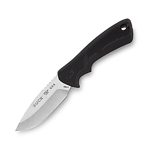 Buck Knives 684 Bucklite Max II Small Fixed Blade Knife with 3-1/4" 420HC Stainless Steel Drop Point Blade, Dynaflex Rubber Handle, Polyester Sheath, Black