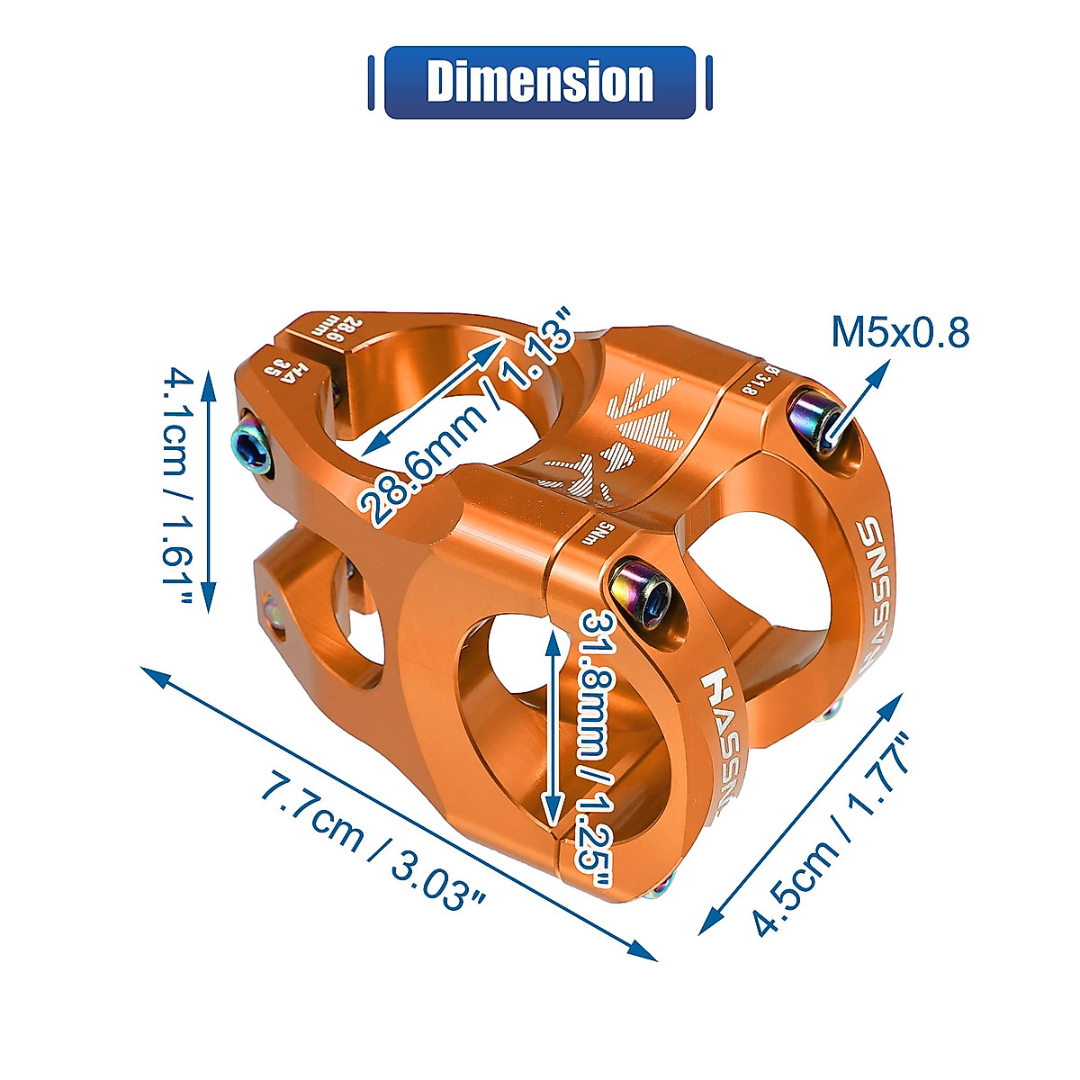 X AUTOHAUX CNC Aluminum Alloy 35mm Mountain Bike Stem for Most Bicycle Road Bike Mountain Bike Cycling Handlebar Accessories Orange for 1-1/8 Steer Tube 31.8mm Handlebar