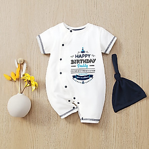 Benshukam Happy Birthday Daddy Mommy Baby Boys Girls Romper Bodysuit Infant Funny Letter Jumpsuit Outfit 0-3Months