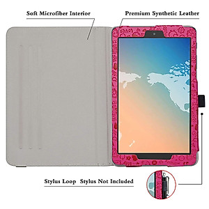 Bige for Alcatel Joy Tab 2 Case, 360 Rotary Stand with Cute Rose Red Pattern Cover for 8" Tablet