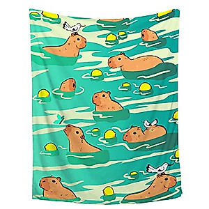 AMITAYUS Ultra Soft Flannel Fleece Couch Throw Blanket Capybara Full Size Warm Cozy Fuzzy Small Blanket for Travel Toddler 50"x40" for Kid