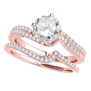 MauliJewels 0.75 Carat Halo Diamond Engagement Bridal Set prong 14K Solid Rose Gold