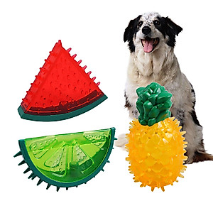IWOMA Pet Molar Toy Fruit Shape Dog Chew Toy Puppy Teether Teeth for Dogs Safe Flexible Silicone Multi Colors