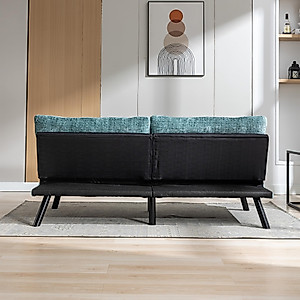 Futon Sofa Bed,Modern Convertible Sofa Bed,Folding Loveseat Sleeper Sofa,Breathable Futon Couch Bed with Adjustable Backrest&Metal Legs for Compact Small Spaces, Apartment,Dorm,Office (Mint Green)