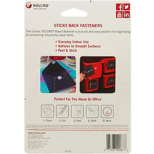 VELCRO Brand 5 Ft x 3/4 In | White Tape Roll with Adhesive | Cut Strips to Length | Sticky Back Hook and Loop Fasteners | Perfect for Home, Office or Classroom