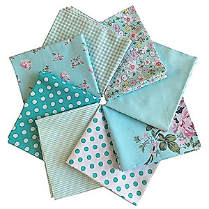 Mililanyo 8pcs 18 x 22inches (46x56cm) Cotton Fabric Green Pattern Pre-Cut Quilt Squares Fat Quarters Fabric Bundles for Sewing and Quilting