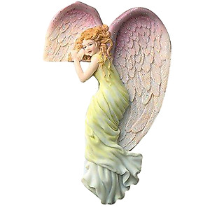 OWEMKIT Door Frame Angel Decor Statues Ornaments with Heart-Shaped Wings Sculpture Angel in Your Corner Resin Wall Sculpture Crafts for Home Living Room Bedroom Decoration