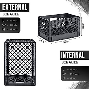Juggernaut Storage 24 Quart 3 Pack Black Heavy Duty Rectangular Stackable Dairy Milk Crates, 11" Height, 19" Width