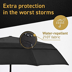 ﻿EEZ-Y Travel Umbrellas for Rain - Wind Resistant w/Open Close Button - Black