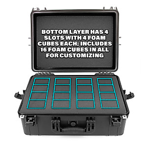 CASEMATIX XL Graded Card Storage Box Fits 160+ BGS PSA Graded Cards, Waterproof Graded Sports Card Display and Trading Card Case With Custom Foam Card Dividers and Removable Graded Card Display