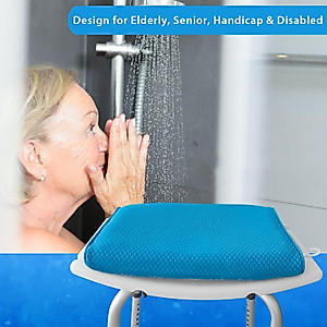 AEROiVi Shower Seat Cushion for Shower Chairs, Transfer Benches in Bathtub, Cushion for Sauna, 3D Mesh Pad with Hook, Slip-Resistant, Design for Elderly, Senior, Handicap & Disabled