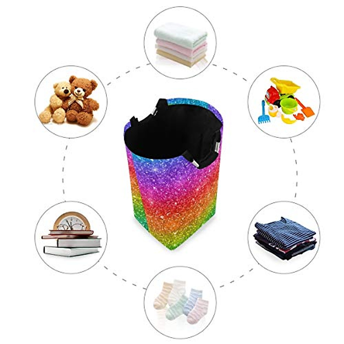 CaTaKu Tie Dye Laundry Hamper, Rainbow Laundry Basket Box Big Storage Waterproof Easy Carry for Family Dormitory Laundry Room, 12.6 x 11 x 22.7 Inches