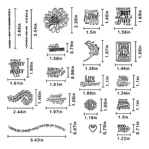 Blessing Words Flowers Leaves Clear Stamps for Card Making Decoration DIY Scrapbooking, Transparent Rubber Seal Stamps for Photo Card Album Crafting Supplies.