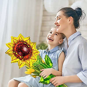 6 Pieces 36 Inch Sunflower Balloons Sunflower Birthday Party Decorations Supplies Yellow Aluminum Foil Balloon Garland for Summer Sunflower Theme Party Wedding Baby Shower Decor
