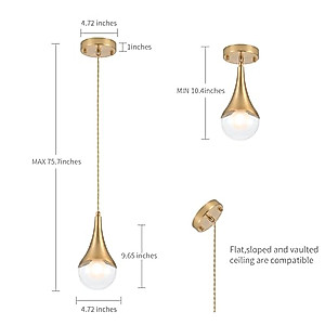 Dijiahua Gold Pendant Lights Kitchen Island 3 Pack, Modern Brass Raindrop Pendant Light Fixture Set of 3 with Clear Glass Globe,Mini Teardrop Chandelier,Adjustable Cord Hanging Lighting for Sink