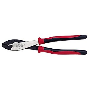 Klein Tools J1005 Crimping and Cutting Tool, Tapered Nose for 10 to 22 AWG Solderless Terminals and Connectors