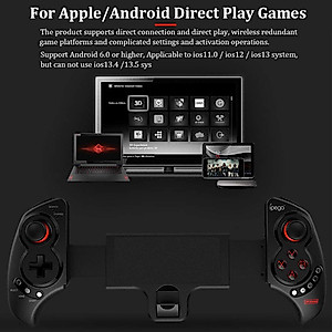 ipega PG-9023S Mobile Game Controller, Wireless 4.0 Gamepad PUBG Trigger Mobile Phone Telescopic Controller Joy Stick for iPhone Compatible with 5-10" iOS(iOS 11-13.3)/Android Phone PC Tablet TV Box