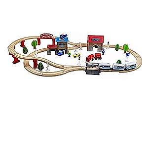 Battery Operated Train Set – Wooden Toys for Kids and Toddlers – Train Sets for Boys 2-4 – Premium Quality Wood Fits Thomas Brio – Fun & Entertaining – Train Tracks for Kids