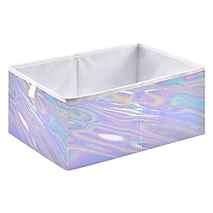 Kigai Iridescent Bow Storage Box, Foldable Storage Bins, Decorative Closet Organizer Storage Boxes for Home