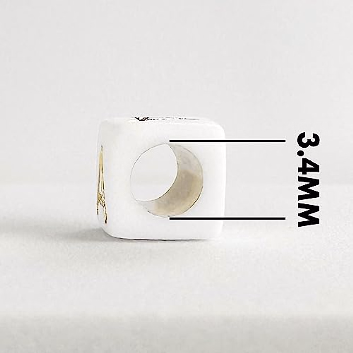 200 Letter C White Acrylic Beads with Gold Letters 6mm with 3.4mm Hole - Letter C Only