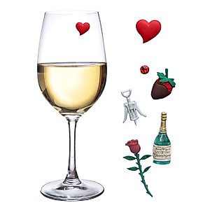 Magnetic Wine Glass Charms - Set of 6 Drink Markers - Unique Gift Idea for Her - Fun Birthday Present for Mom, Girlfriend, Best Friend, Sister, Aunt