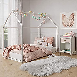 Little Seeds Rowan Valley Skyler Kids Metal House, Twin Size Frame, White Bed (DA4037119LS)