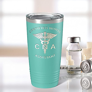 CNA Certified Nurse Assistant Gift on Seafoam 20 oz Stainless Steel Tumbler with Lid - Insulated Cup - Travel Mug