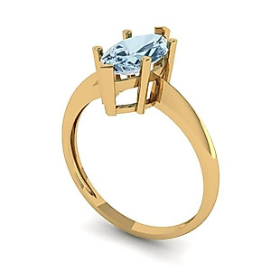 Clara Pucci 1.5 ct Marquise Cut Solitaire Natural Aquamarine Engagement Bridal Promise Anniversary Ring 18K Yellow Gold Size 10.5