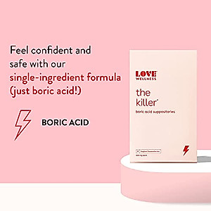 Love Wellness The Killer, 14 Boric Acid Suppositories - Maintains and Balances Healthy Vaginal pH & Manages Odor - Discomfort & Loss of Intimacy - Feminine Health Developed by Doctors for Women