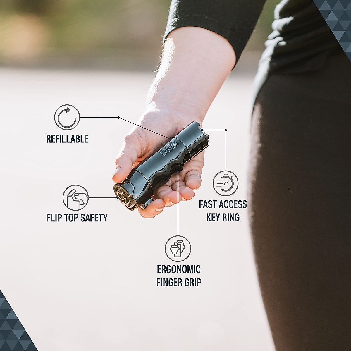 SABRE Smart 2-in-1 Pepper Spray, Live Continuous Location Tracking Texts in Emergencies, Refill Canister Available, Rechargeable, 25 Bursts with 10 ft. Range, Flip Top Safety, Ergonomic Finger Grip