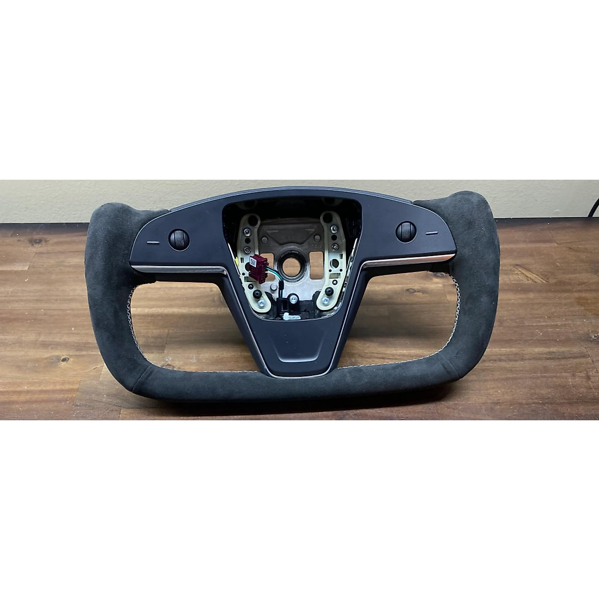 MEWANT Hand Stitch Dark Gray 9002 Alcantara Steering Wheel Cover Wrap for Tesla Model S Yoke 2021-2023 Model X 2021-2023