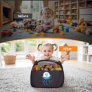 YOHOOLYO Toy Box Chest, 95L Collapsible Pop Up Kids Toy Storage Organizer Large Mesh Toy Storage Basket Bins Box with Handles for Girls, Boys, Living Room Area, Playroom, Closet (Jellyfish&Crabs)