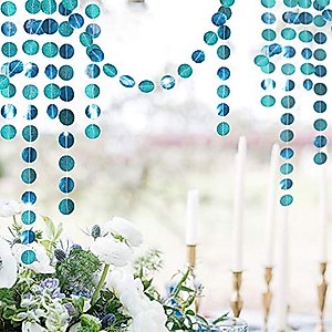 Glitter Teal Blue Star Garland Blue for Party Decorations Hanging Dot Banner Streamer Backdrop Decor for Wedding Birthday Bday Engagement Bridal Shower Bachelorette Graduation Party Supplies