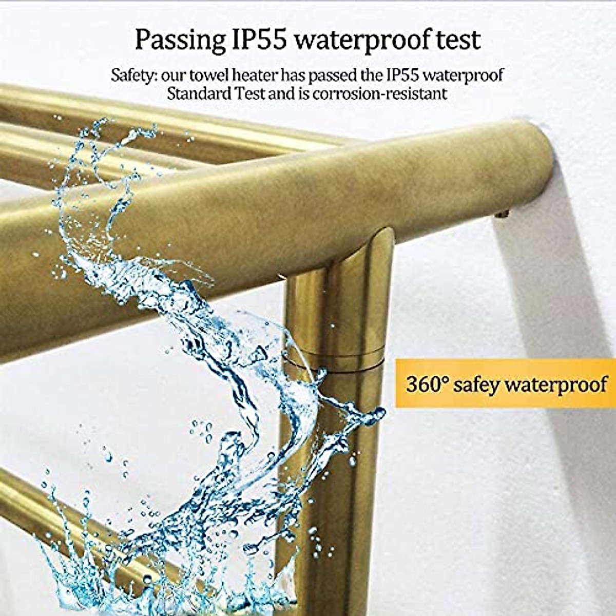 Bathroom Towel Warmer Electric Heated Towel Rack, Electric Towel Warmer Drying Rack, Stainless Steel Polished Heated Towel Rail Radiator with Shelf, Bathroom Wall Mounted Heated Towel Rack with On/Off