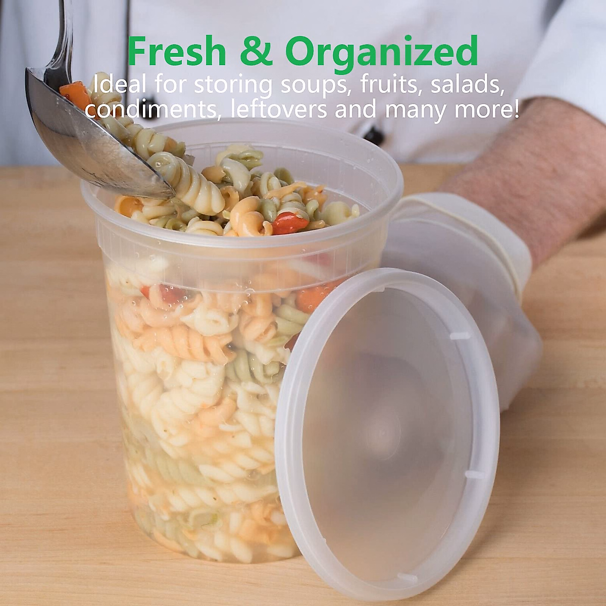 Amozife 24 Sets 32 oz Plastic Deli Food Storage Containers With Airtight Lids, Leakproof, BPA-Free, Freezer Safe, Dishwasher Safe