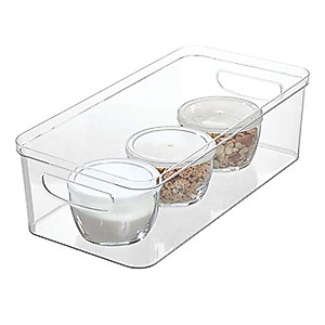 iDesign BPA-Free Plastic Crisp Large Pantry and Fridge Organizer with Easy to Grip Integrated Handles for Kitchen, Fridge, Freezer, Pantry and Cabinet Organization, 16" x 8" x 5", Clear
