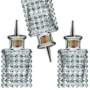 Cocktail Bitters Bottle - Vintage Square Glass Design with Cork and Stainless Steel Dasher Top - 3-ounces Professional Bar Set Accessory Tool for Making Craft Cocktails (3)