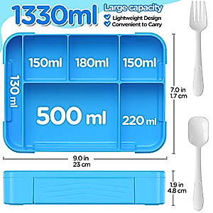 JSCARES Bento Box Adult Lunch Box, Bento Box Lunch Box Snack Containers for Kid/Adult/Toddler, 6 Compartment Bento Lunch Box for Kids, BPA Free Microwave & Dishwasher & Freezer Safe(Blue)