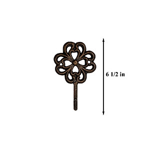FantasHome Wall Mounted Cast Iron Home Décor Single Hook (Stylized Flower)