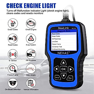 NEXAS NL101 OBD2 Scanner Diagnostic Tool & Battery Tester, Check Car Engine Light Code Reader Scan Tool with Full OBDII Function Live Data Stream for All Vehicles, Free Protective Case & Update