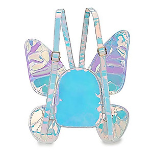 ENJOININ Women's Laser Holographic Backpack Butterfly Angel Wings Casual Daypack Shoulder Bag (Laser Light Blue)
